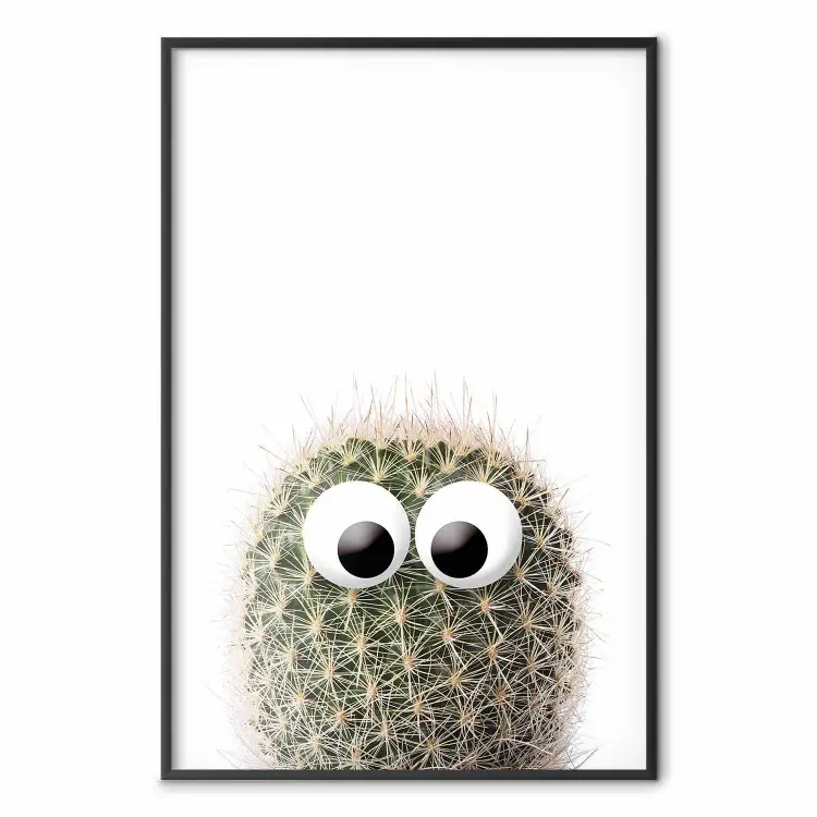 Poster aan de muur Cactus met ogen - grappige kleine prikkende plant op ...