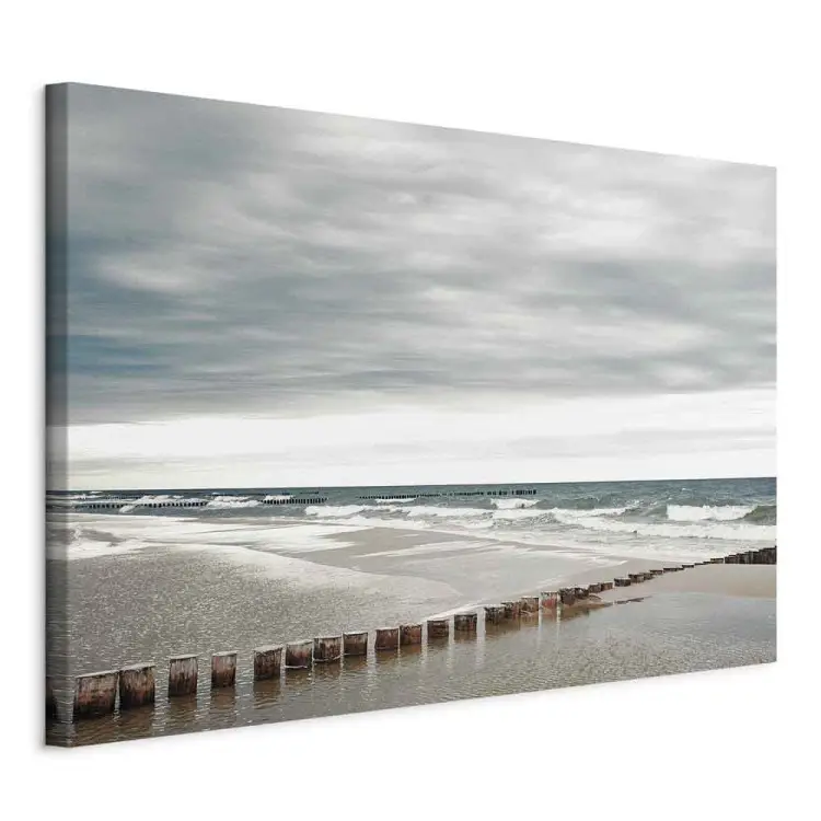 Schilderij Wandeling op het strand - Maritiem uitzicht op water- Zee ...