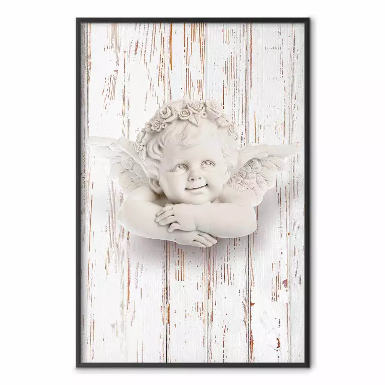 Poster Gelukkige dageraad - beeld van een engel op een achtergrond van ...