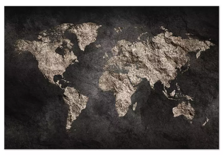 XXL schilderij Wereld vol geheimen - wereldkaart als continenten op een ...