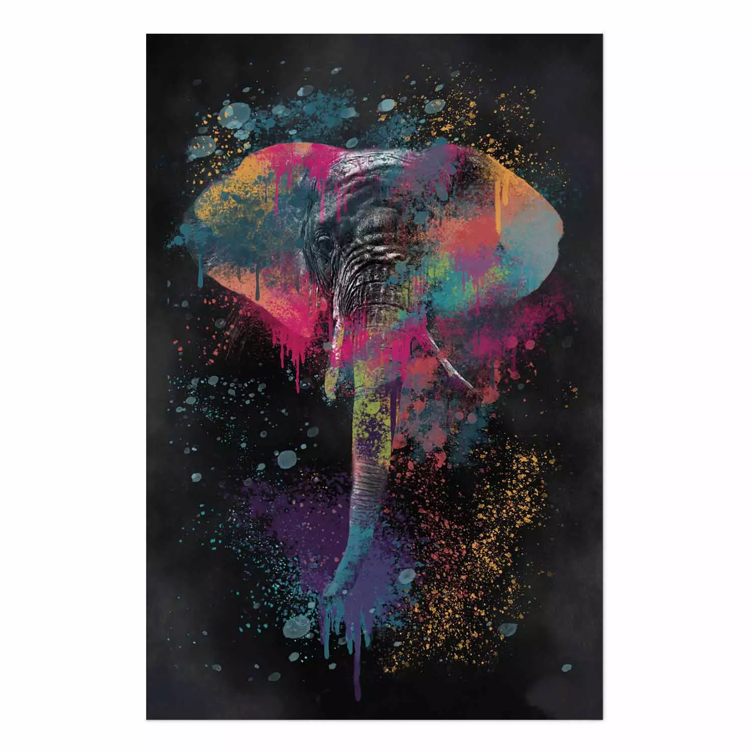 Aquarel Olifant Kleurrijk Een Kleurrijke Tekening Van Een Olifant Met