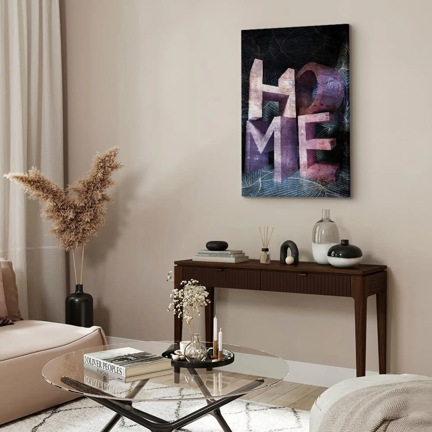 Schilderij Stone Home 3D-inscriptie - motief met de inscriptie in het ...