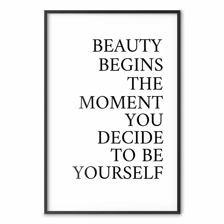 Poster Beslis over jezelf - zwart-witte compositie met Engelse teksten ...