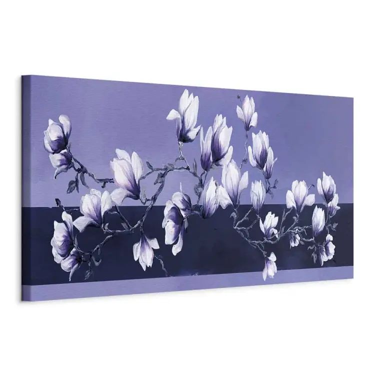 Schilderij Magnolia in Very Peri smal - bloemen in paarse tinten ...