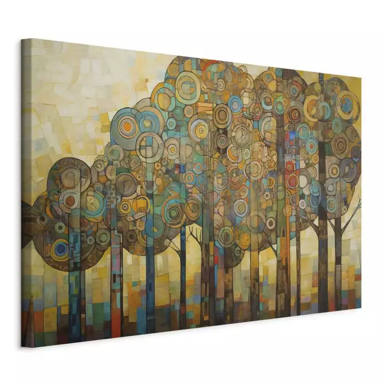 Schilderij Mozaïek bos - AI-gegenereerd abstract met bosmotief- Klimt ...