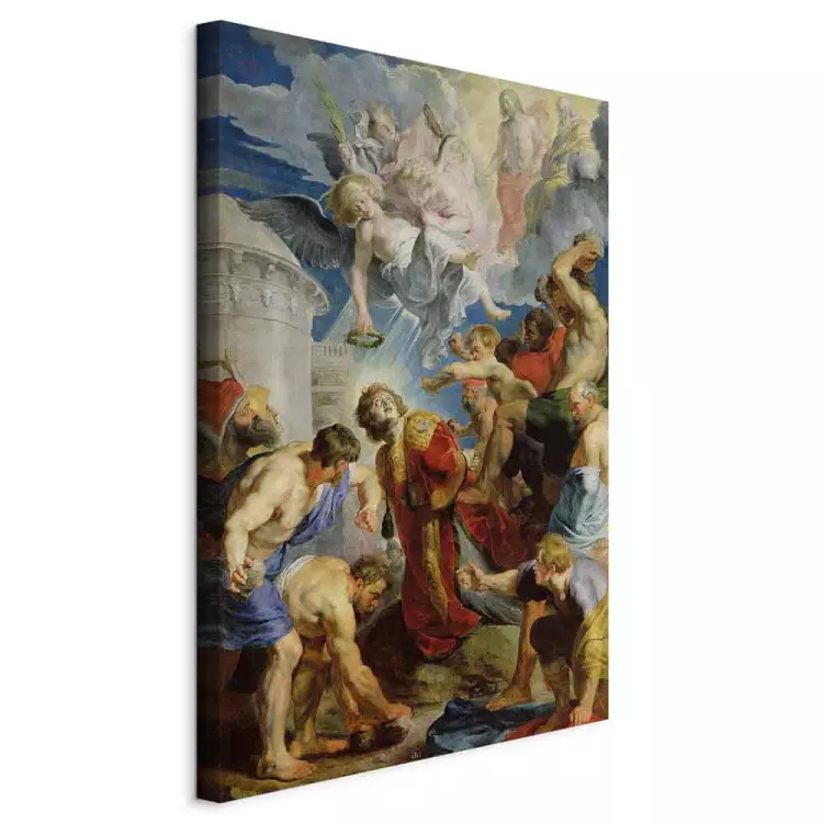 Kunst Reproductie The Stoning of St. Stephen, from the Triptych of St. Stephen- Peter Paul ...