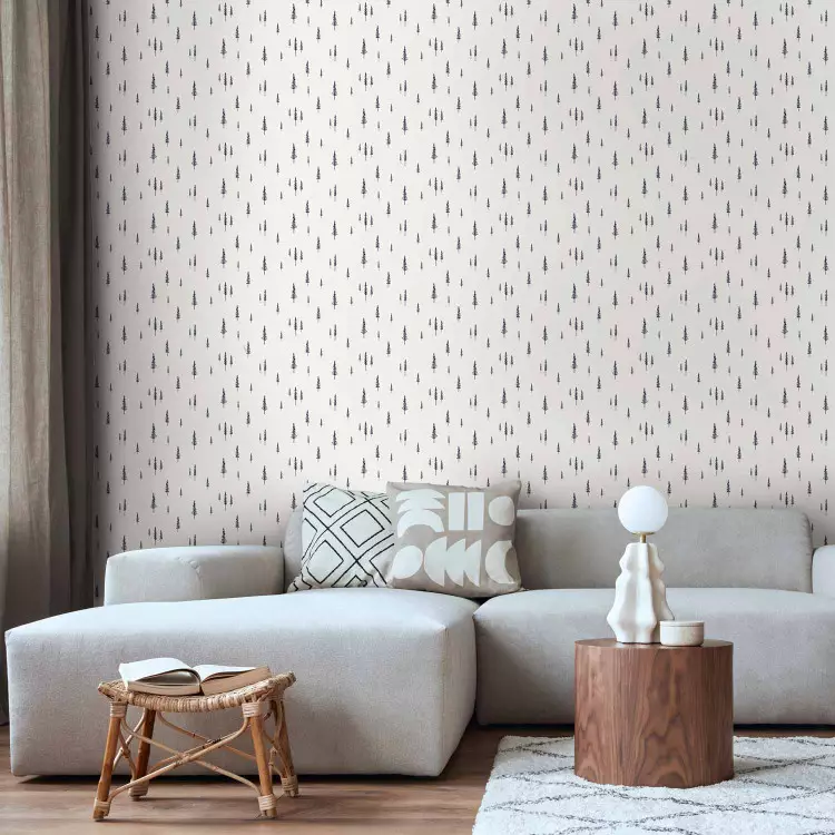 Prachtig Behang Graphic trees - minimalist, black conifers of various ...