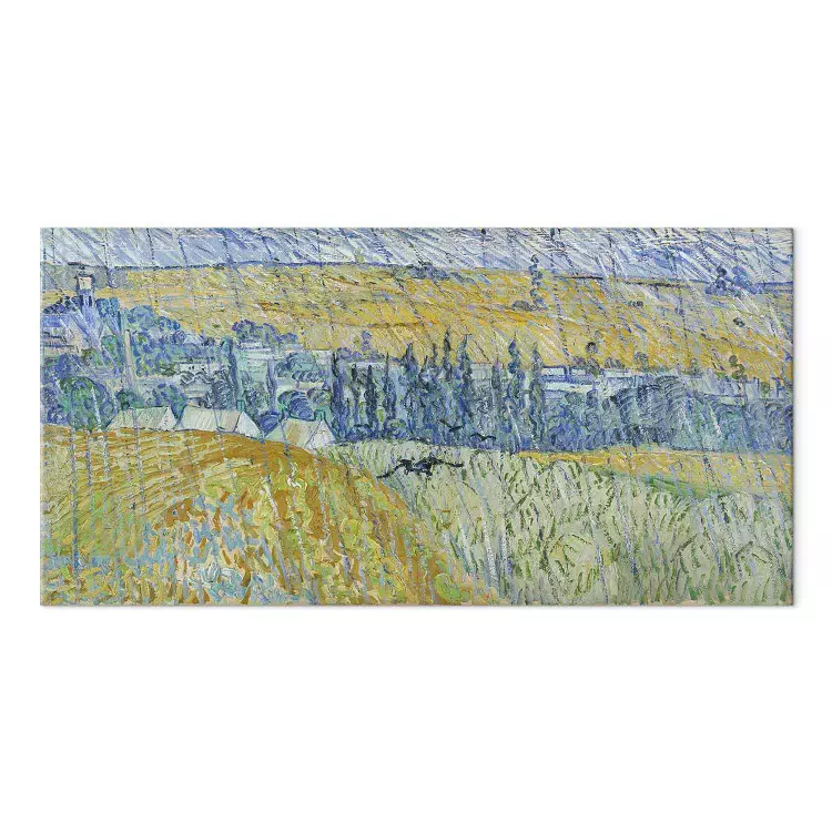 Groot schilderij Vincent van Gogh - Landschap van Auvers in de regen ...