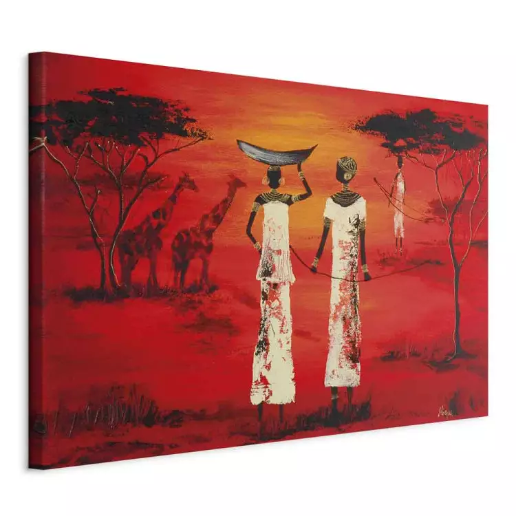 Schilderij Rode rust - silhouetten van mensen- Mensen - bimago