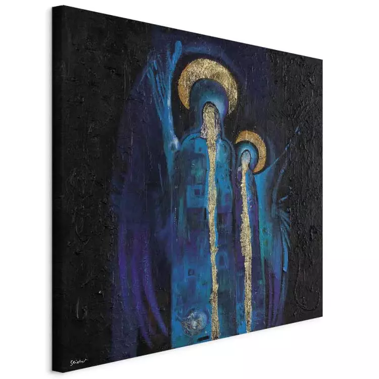 Schilderij Heiligen - sacrale fantasie met figuren en een gouden ...