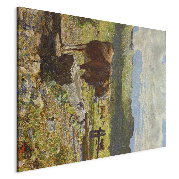 Schilderij Vacca bruna all'abbeveratoio - Giovanni Segantini - Beroemde ...